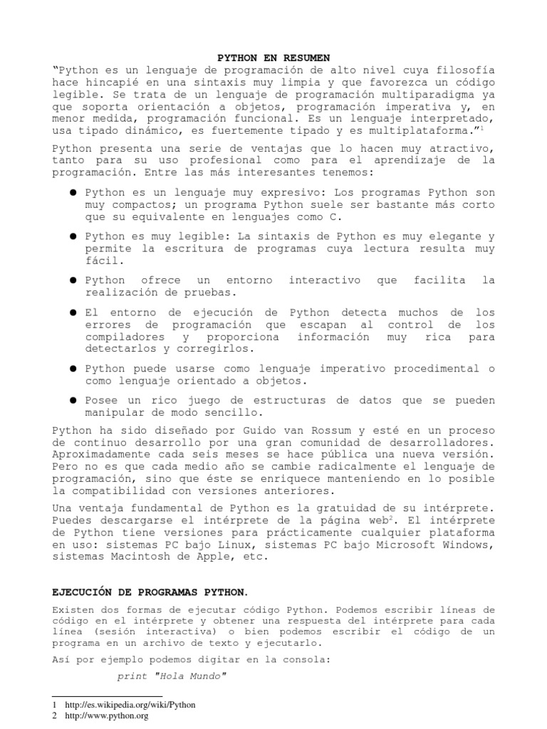 Python en Resumen | PDF | Herencia (Programación Orientada a Objetos ...