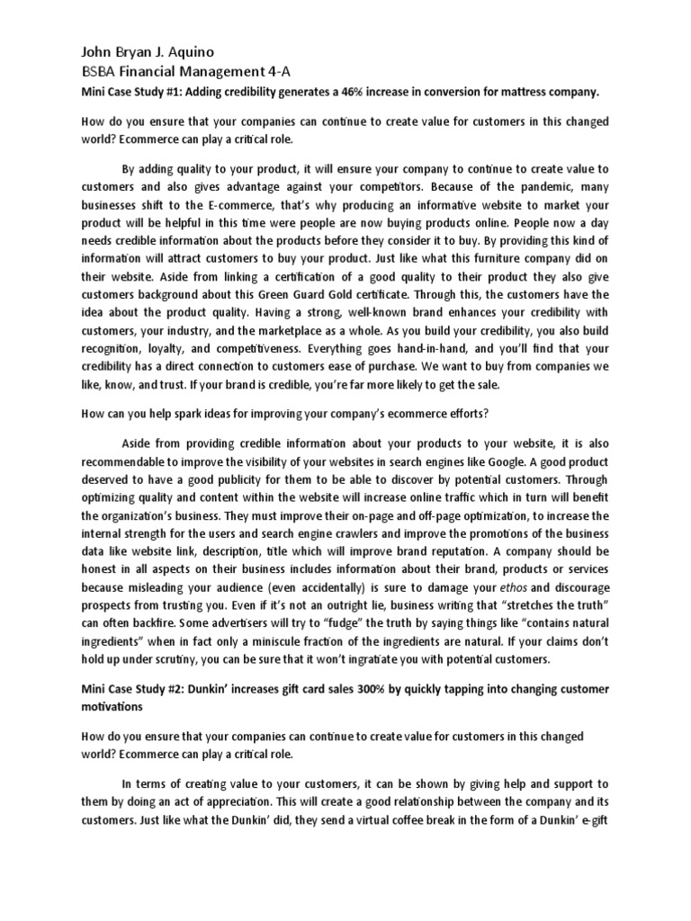 Aquino, John Bryan J. - Case Study - Global Finance | PDF | E Commerce ...