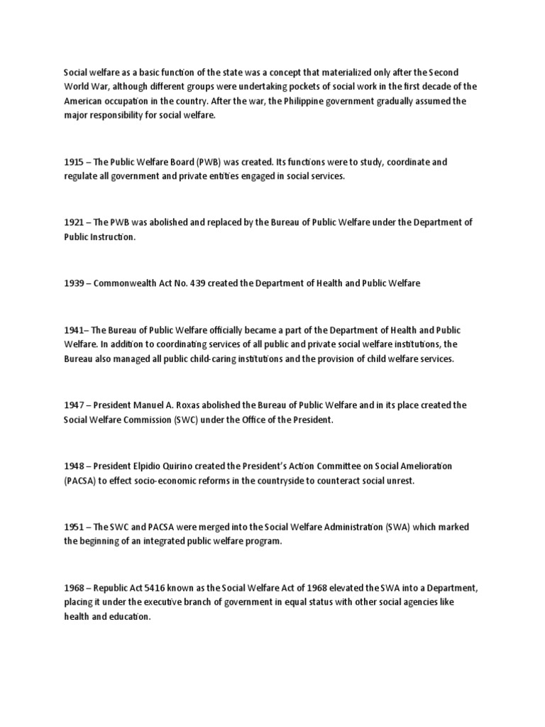 Social Welfare History | Download Free PDF | Government | Philippines