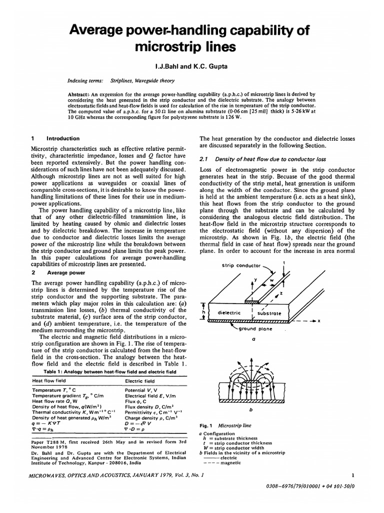 Average Power-Handling Capability of Microstrip Lines: I.J.Bahland K.C ...