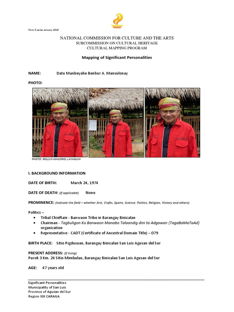 Datu Manbeyahe Benhur Mansulonay | PDF | Ethnicity | Philippines
