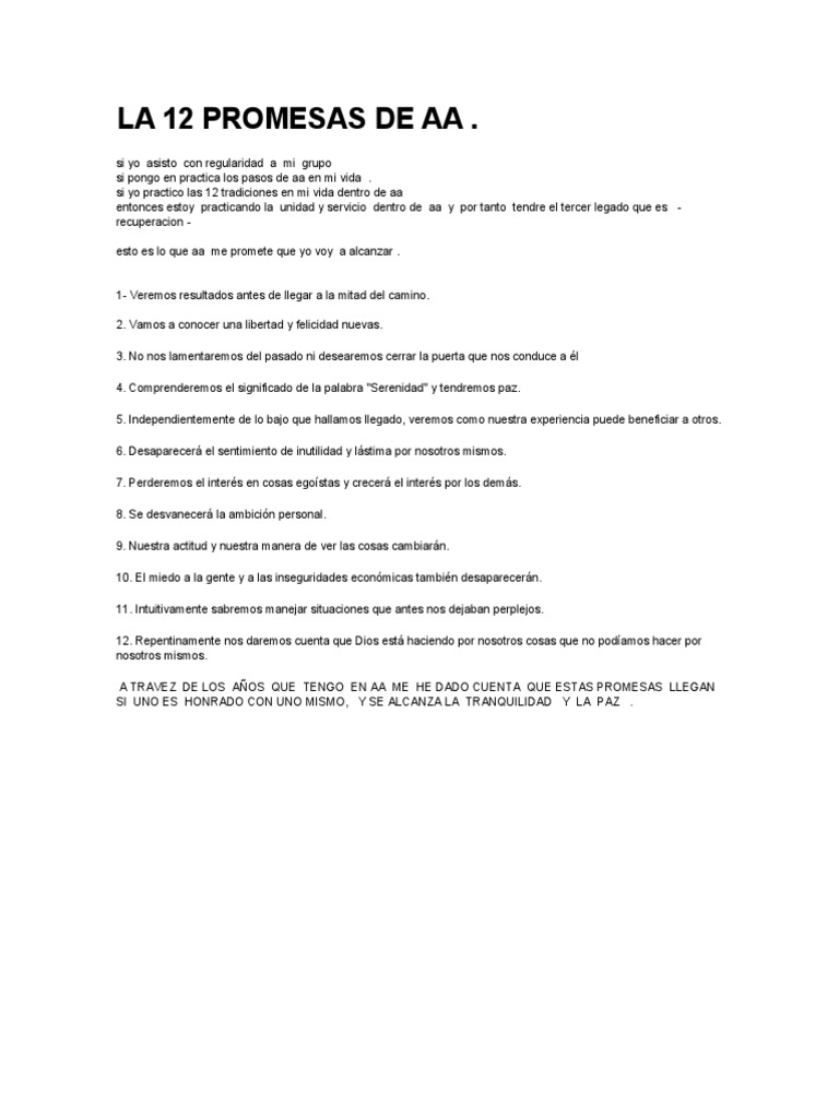 La 12 Promesas de Aa | PDF