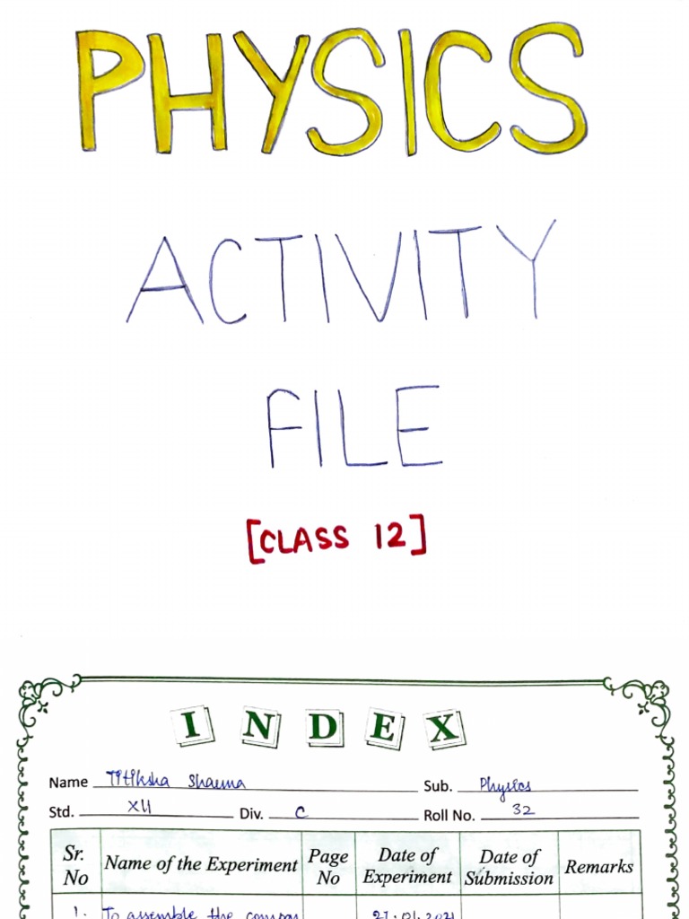 Physics Activity File Class 12 | PDF