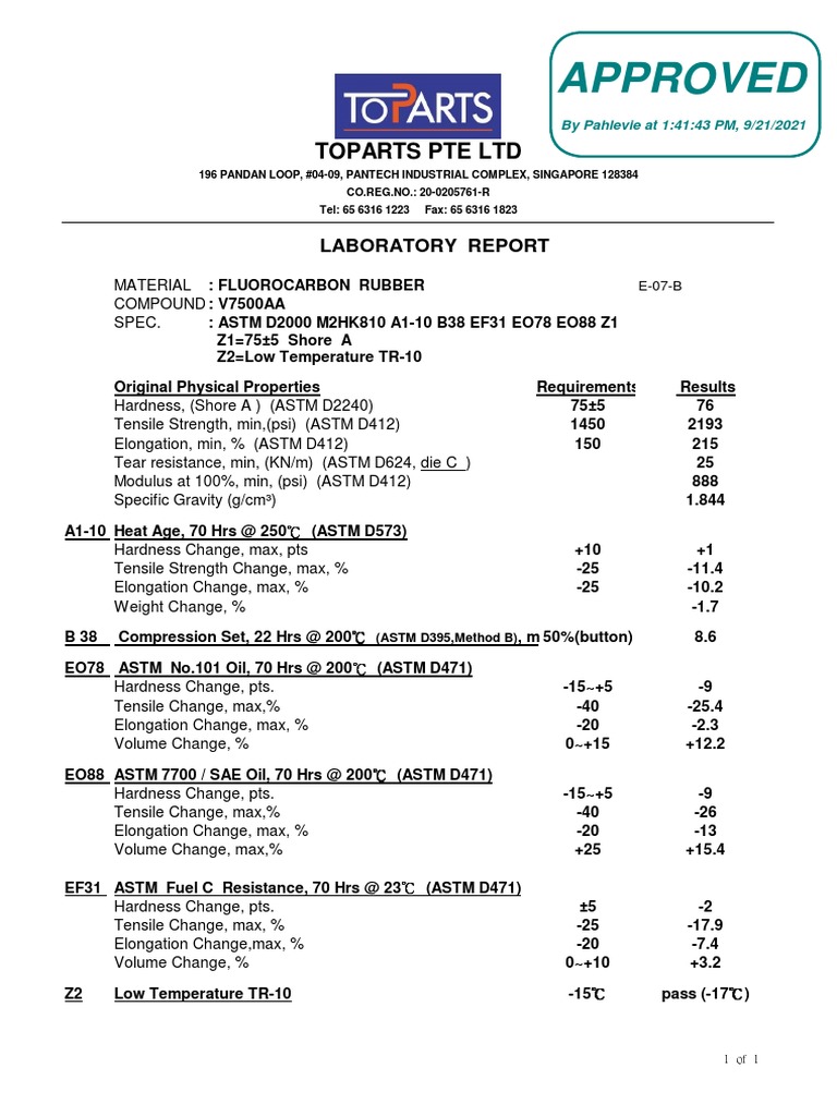 Datasheet V7500AA Viton 75 - Toparts - Approved | PDF | Hardness ...