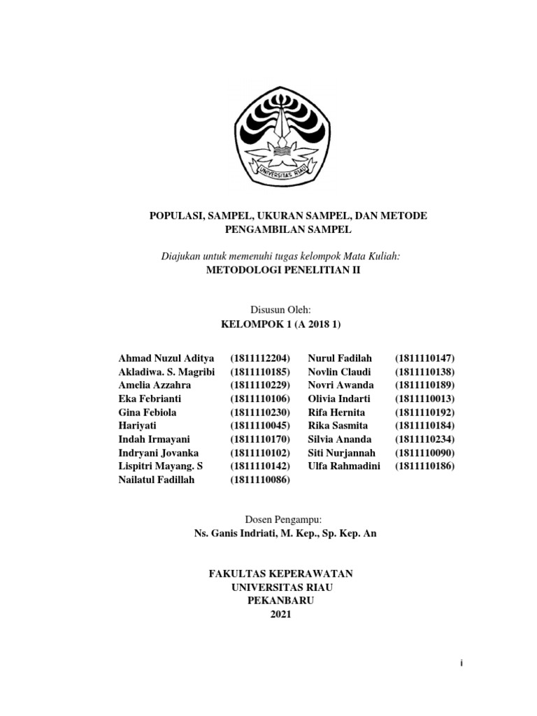 Kel 1 - Populasi, Sample, Ukuran Sample, Metode Pengambilan Sample | PDF