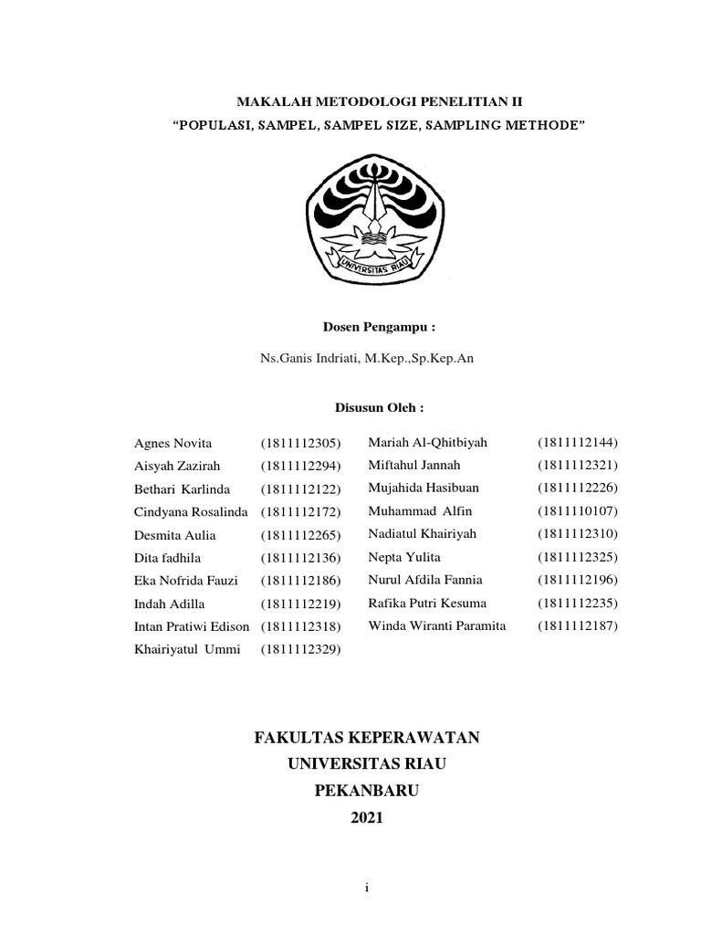Kel 3 - Populasi, Sample, Ukuran Sample, Metode Pengambilan Sample | PDF