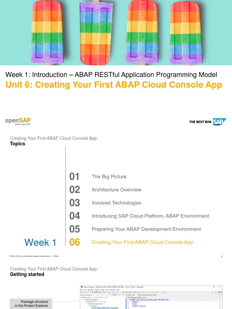 Unit 6: Creating Your First Abap Cloud Console App: Week 1: Introduction - Abap Restful ...