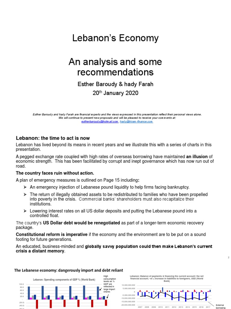 Lebanon's Economy An Analysis and Some Recommendations: Esther Baroudy ...