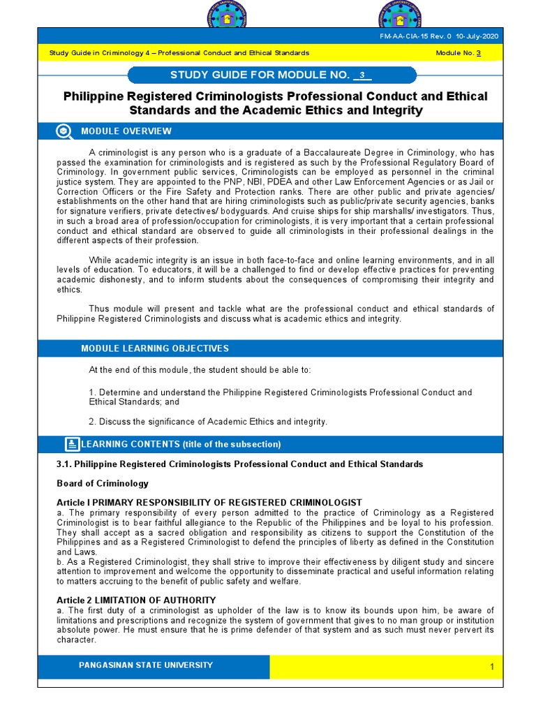 Module 3-Professional Conduct & Ethical Standards | PDF | Academic ...