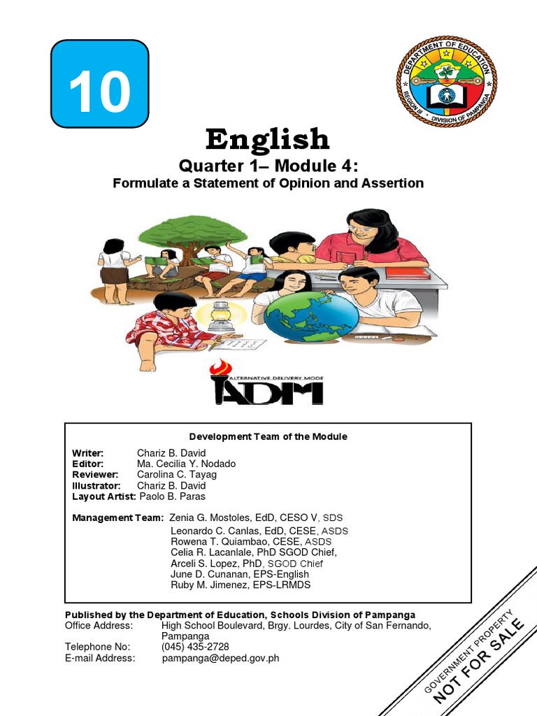 English 10 - Q1 - Module 4 - Formulate A Statement of Assertion and ...