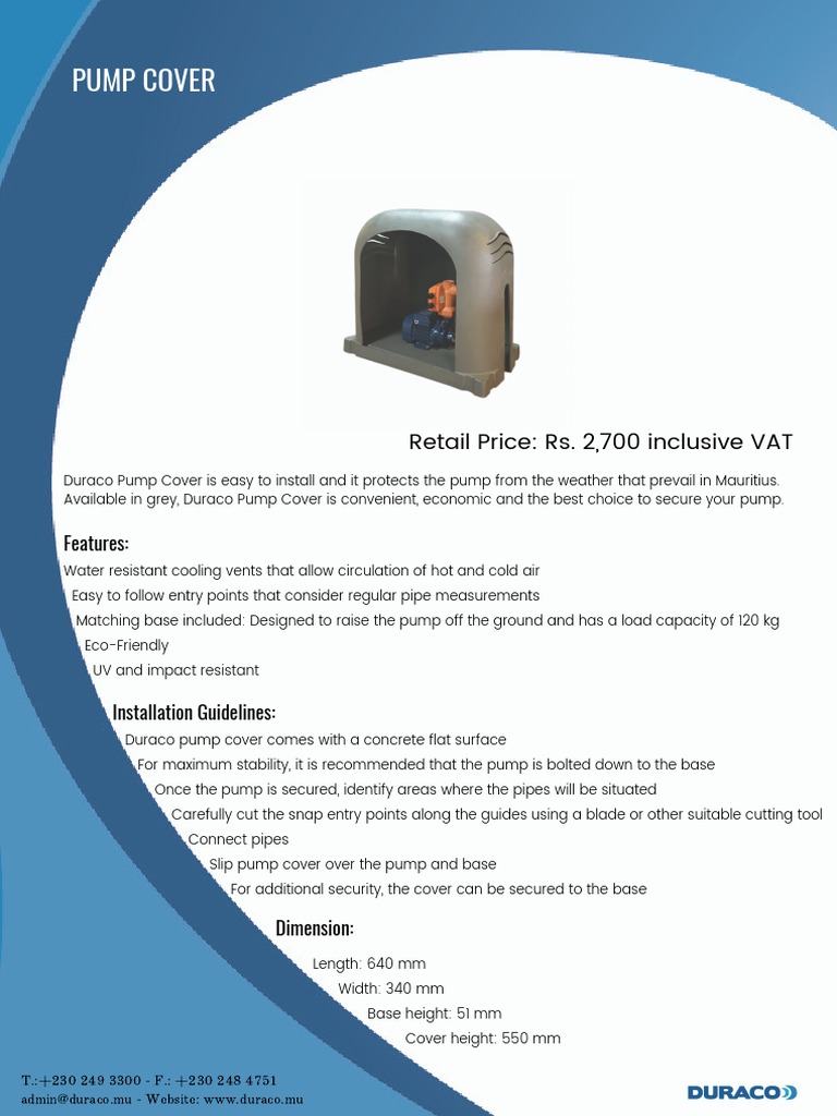 Duraco Pump Cover Installation Guide | PDF