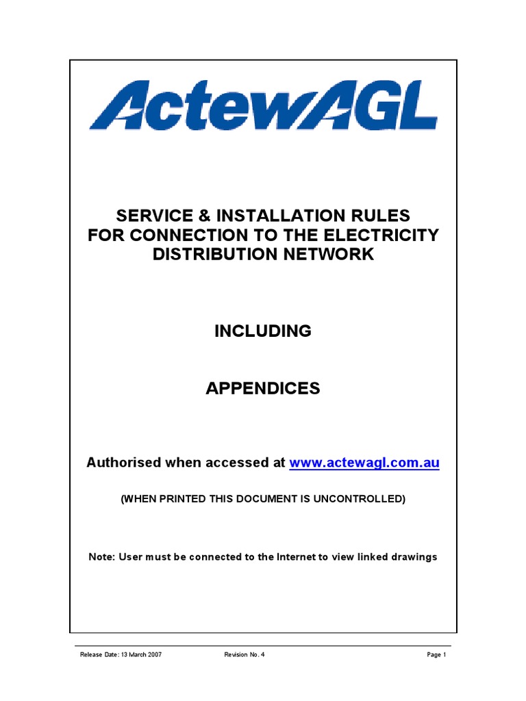 Service Installation Rules For Connection To Electricity Network (See ...