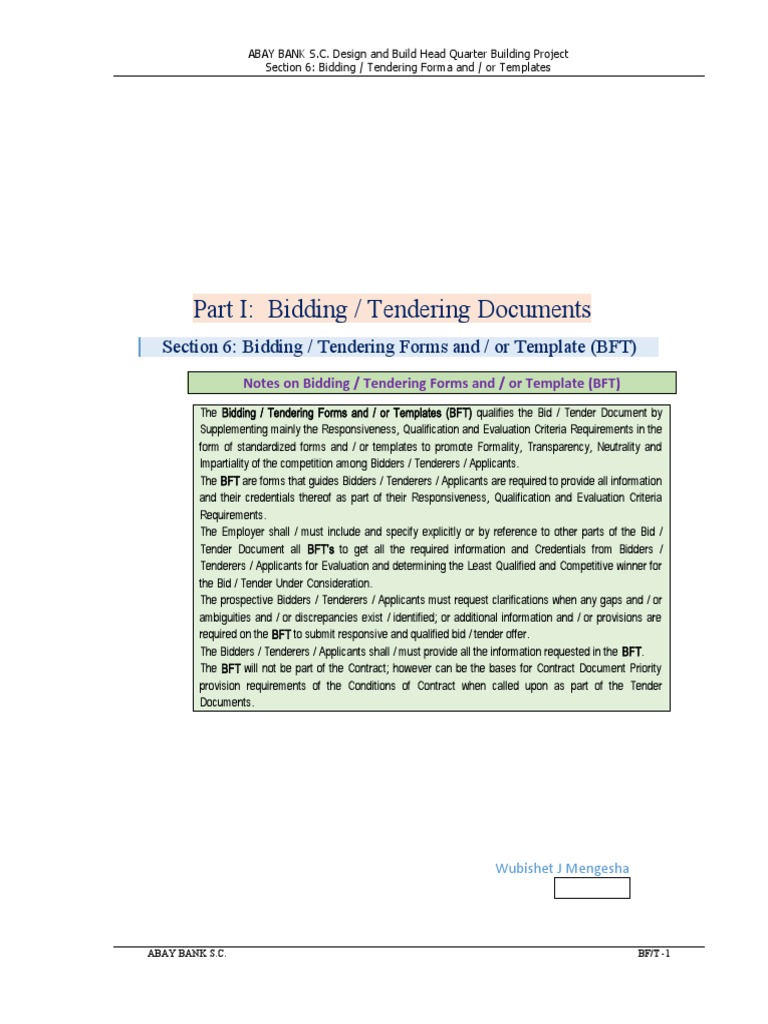 Sec 6 Bidding Tendering Forms and or Templates | PDF | Partnership | Banks
