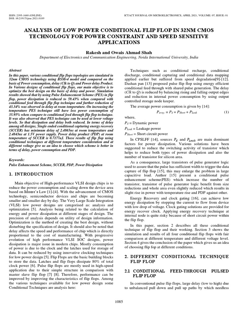 IJME Vol 7 Iss 1 Paper 6 1085 1089 | PDF | Logic Gate | Cmos