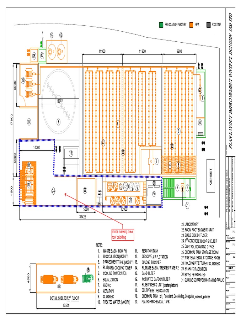 Plan Layout WWTP 1500 r4 - Comment | PDF | Sewage Treatment | Chemistry