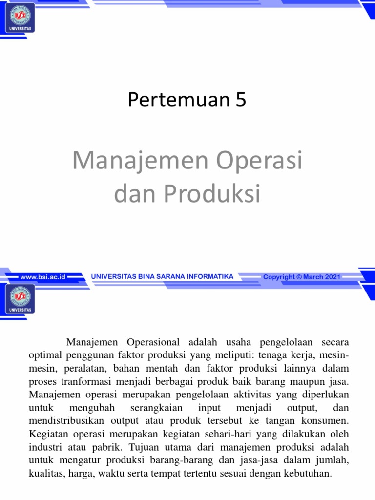 Manajemen Operasi dan Produksi Efektif | PDF | Bisnis