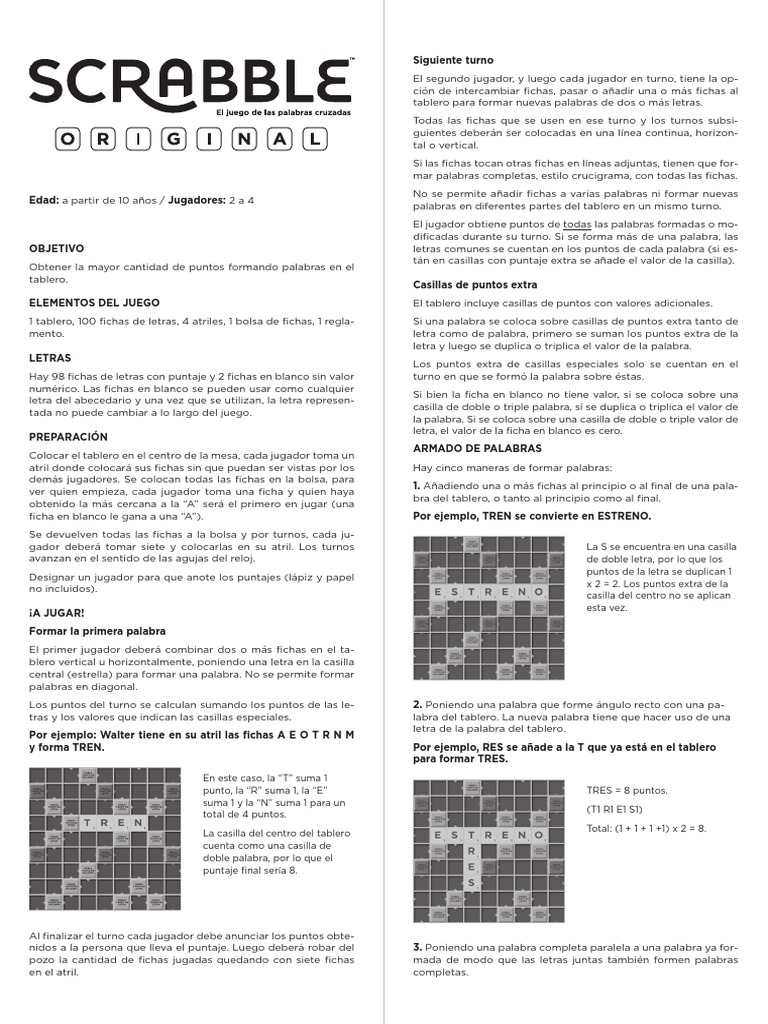 Scrabble Reglas | PDF | Juegos de mesa