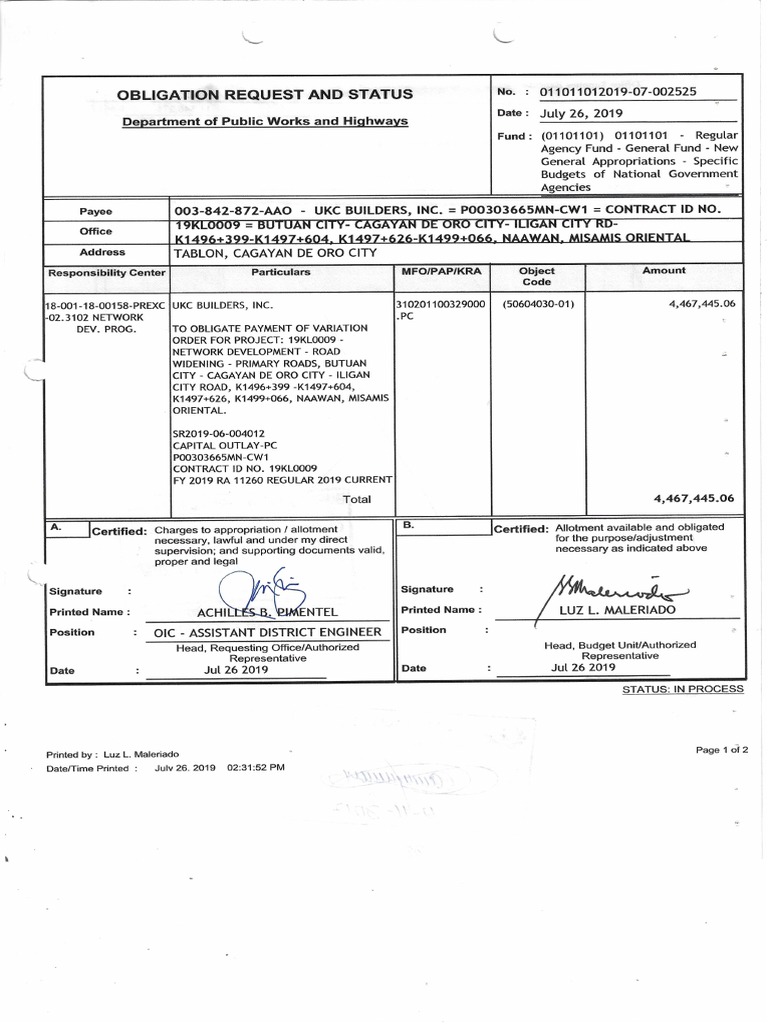Variation Order Request DPWH | PDF