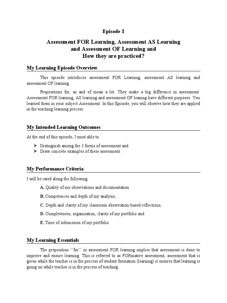 FS 5 Episode 1 | PDF | Educational Assessment | Learning