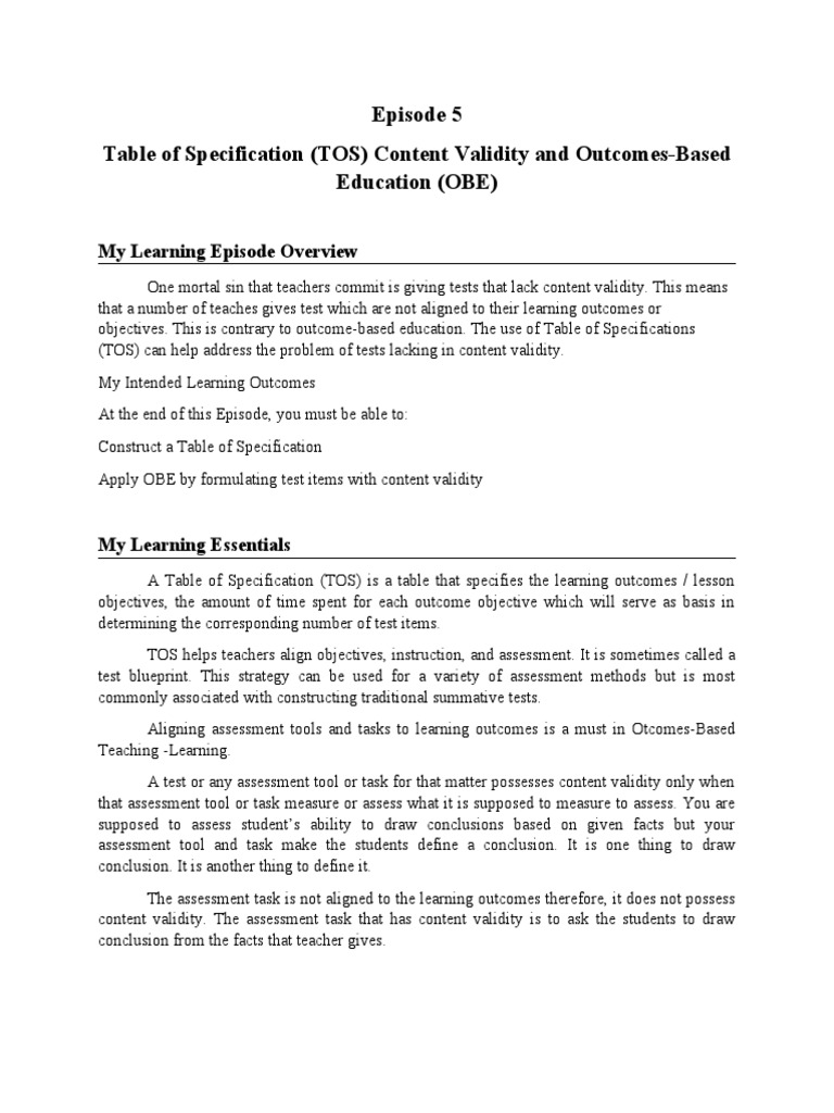 FS 5 Episode 5 | PDF | Educational Assessment | Validity (Statistics)