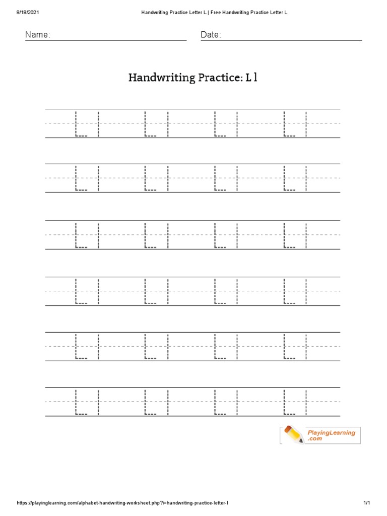 Free Letter L Handwriting Worksheet | PDF | Foreign Language Studies