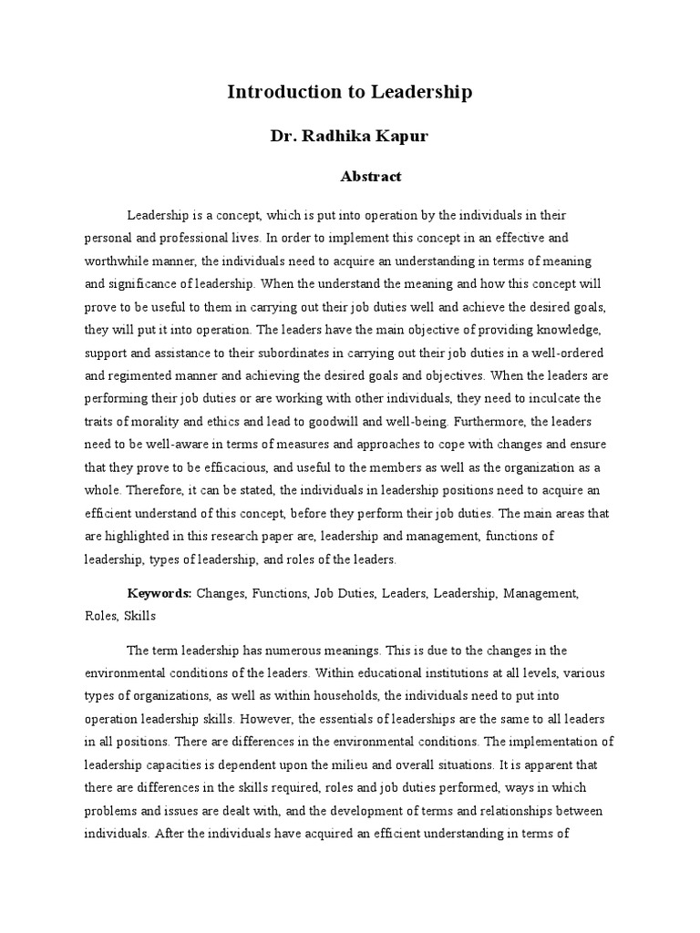 Introduction to Leadership Concepts | PDF | Leadership | Mentorship