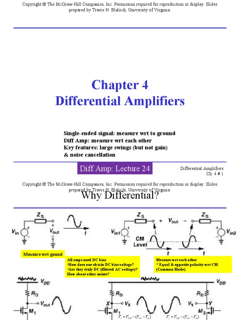Differential Amplifiers: Diff Amp: Lecture 24 | PDF | Amplifier | Electrical Engineering