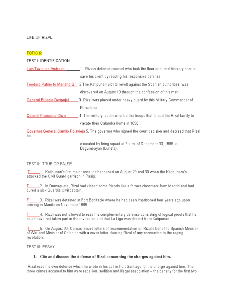 Life of Rizal:: Luis Taviel de Andrade | PDF | Philippines