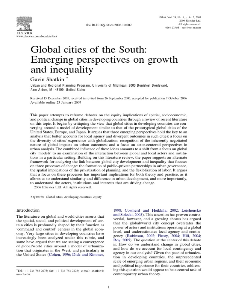 Global Cities of the South: Growth & Inequality | PDF | Globalization ...