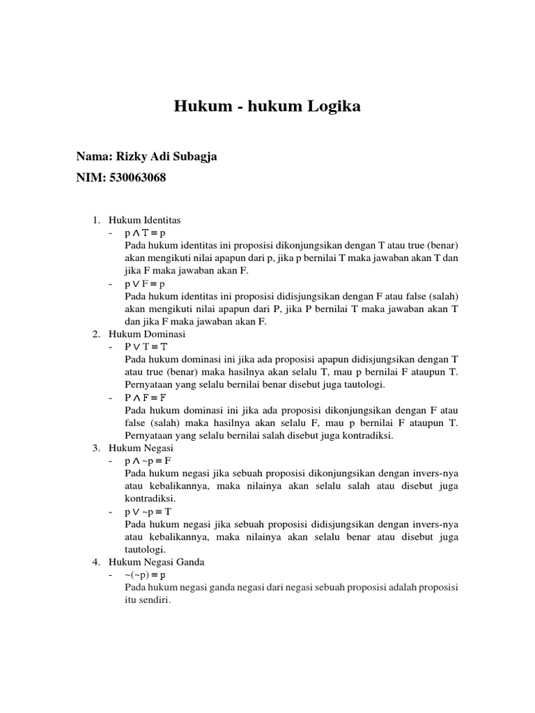 Diskusi 1 - Hukum-Hukum Logika | PDF