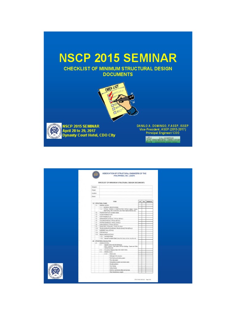 NSCP 2015 Structural Design Checklist | PDF | Real Estate | Architectural Elements