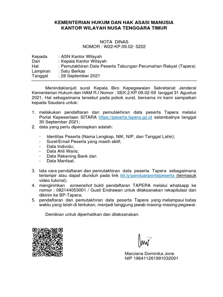 Pemutakhiran Data Tapera ASN | PDF | Hukum