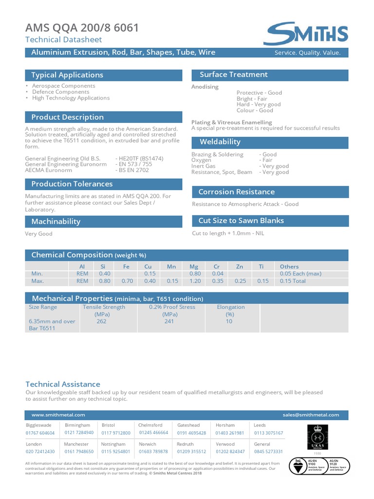 Ams Qqa 200 8 6061 | PDF | Extrusion | Aluminium