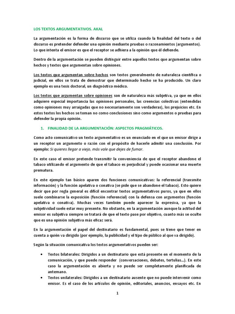 Los Textos Argumentativos Akal 17-18 | PDF | Argumento | Razonamiento inductivo