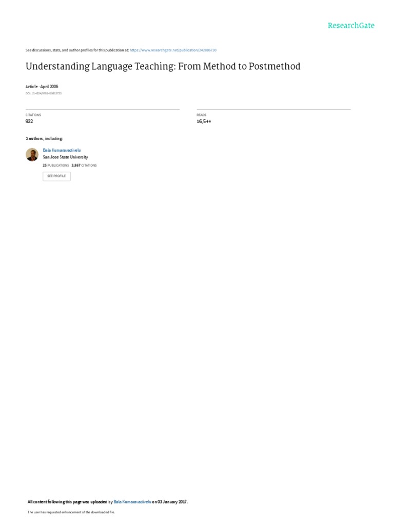 Understanding Language Teaching From Method To Pos | PDF | Pedagogy ...