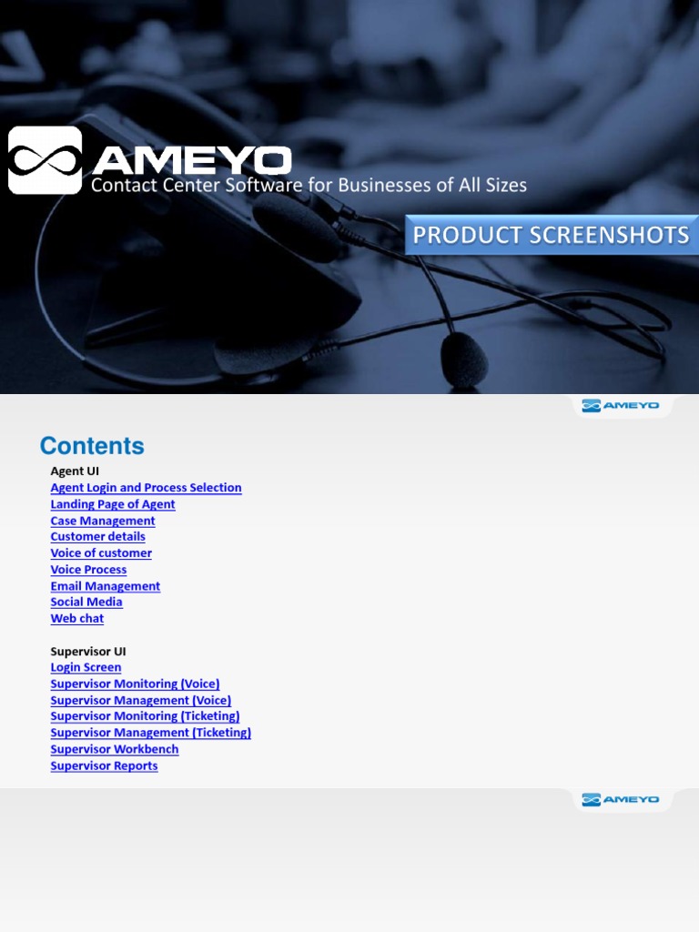 Ameyo Product Screenshots-FusionCX | PDF | User Interface | Customer ...