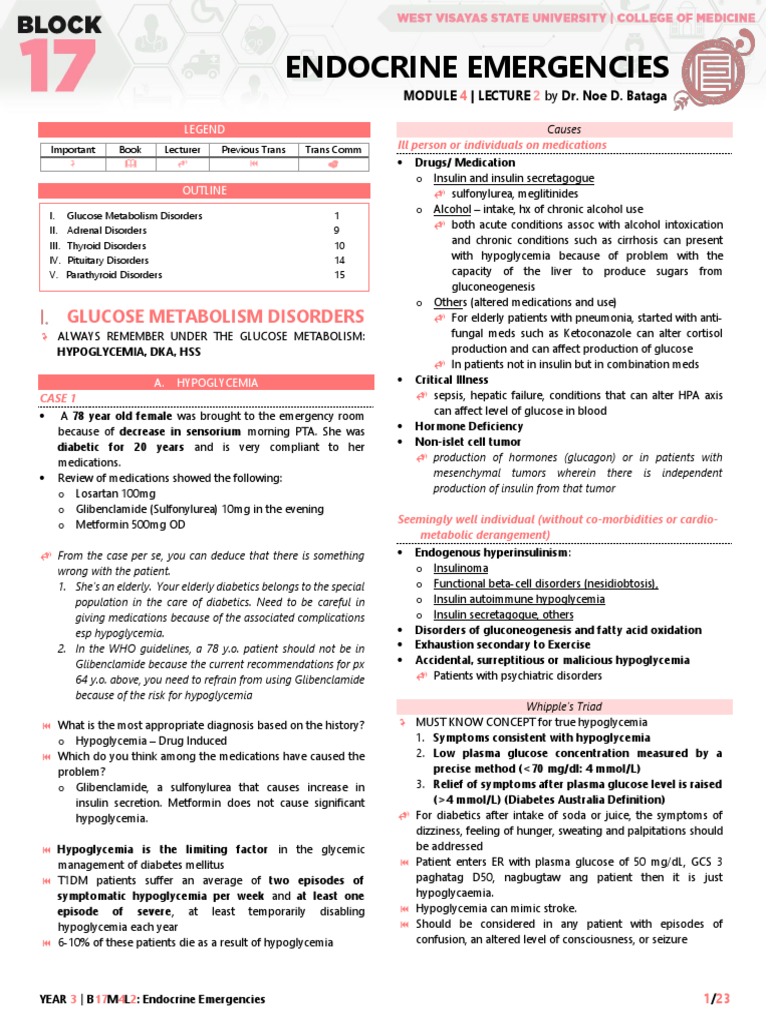 Endocrine Emergencies: Glucose Metabolism Disorders | PDF ...