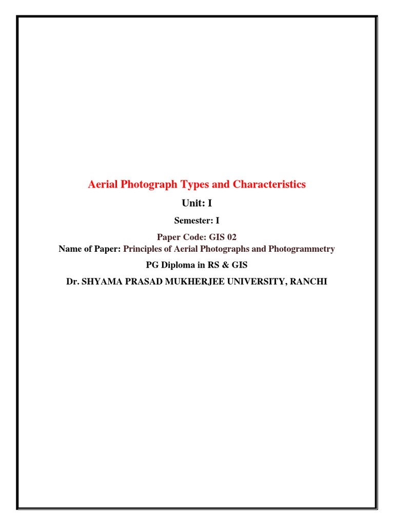 Aerial Photograph Types and Characteristics | Download Free PDF ...