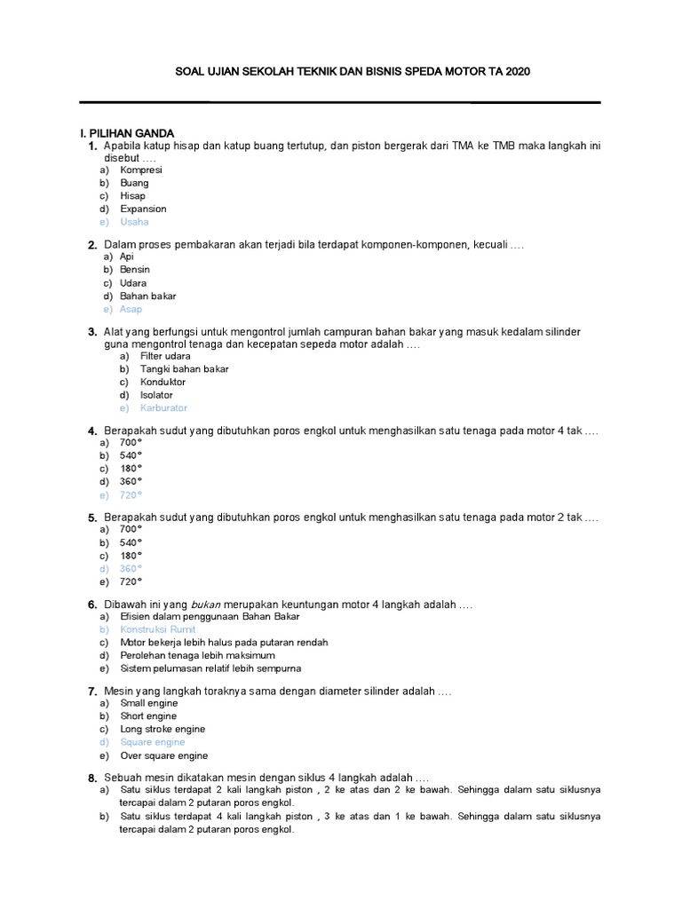 Soal Usbn 220 TSM | PDF