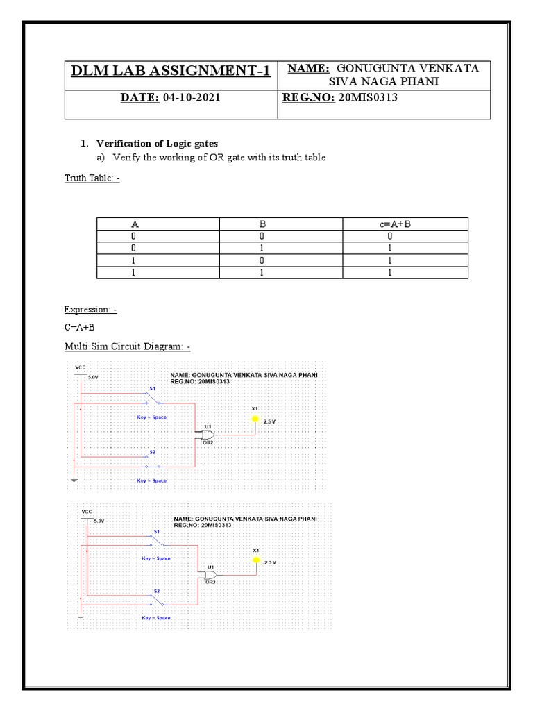 DLM Lab Assignment-1: Name: Gonugunta Venkata DATE: 04-10-2021 REG - NO: 20MIS0313 | PDF ...
