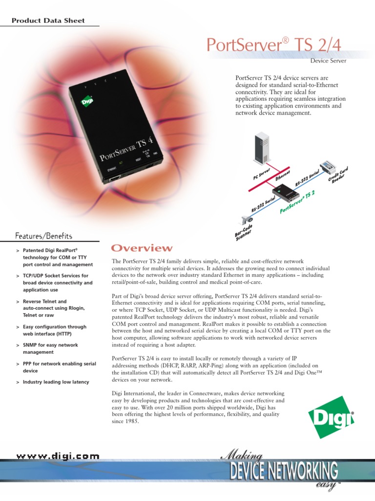 Digi PortServer | PDF | Port (Computer Networking) | Network Socket