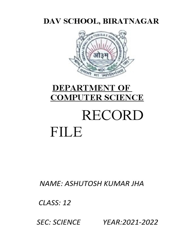 Computer Science Record: Ashutosh Jha | PDF