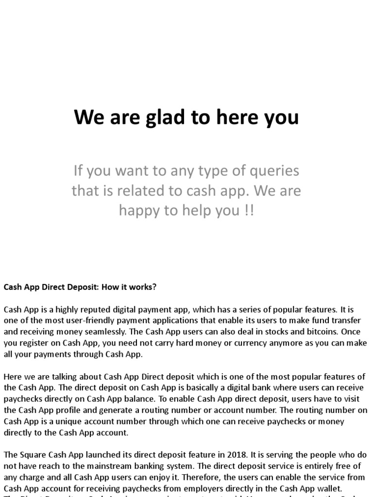 Does Cash APP Get Direct Deposit Early? | PDF | Paycheck | Mobile App
