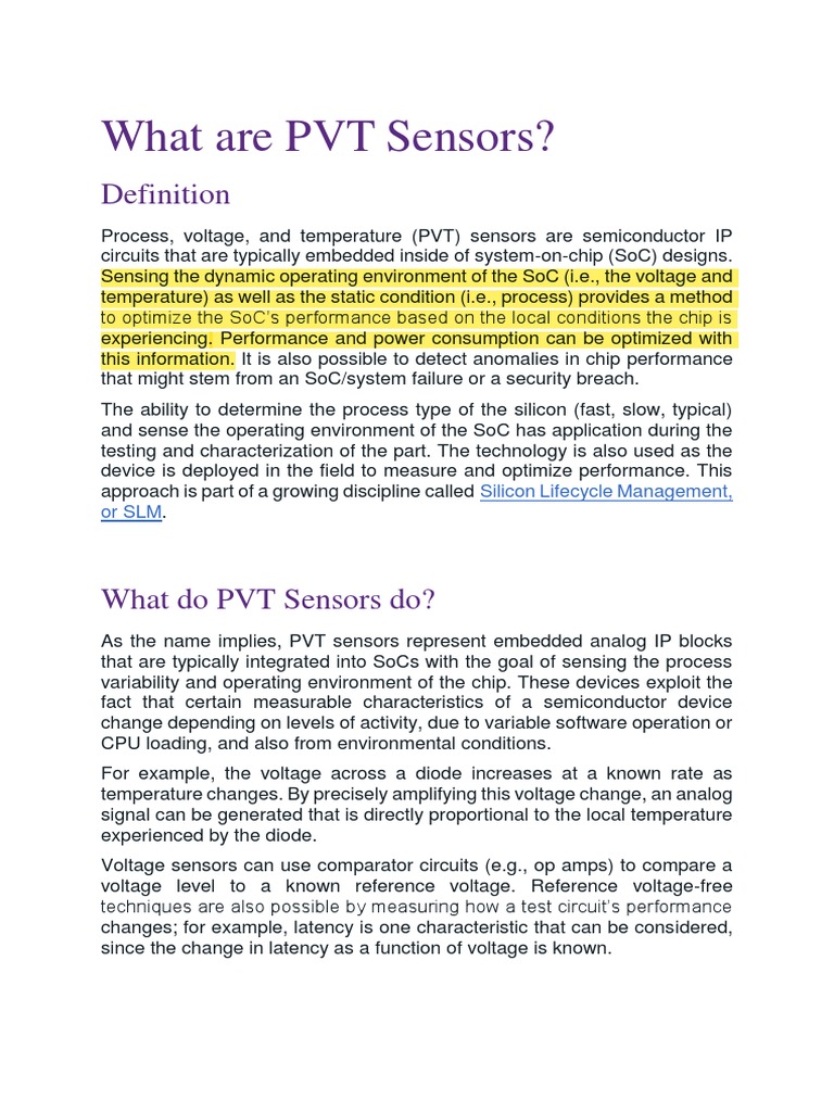 What Are PVT Sensors | PDF