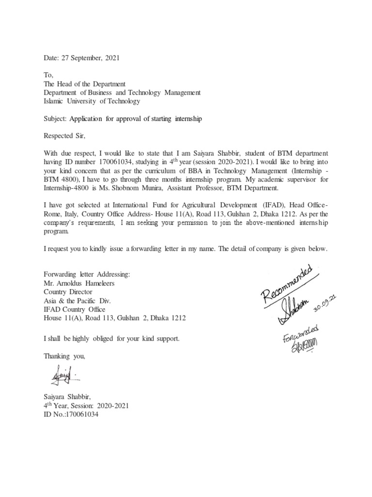 Application For Forwarding Letter | PDF