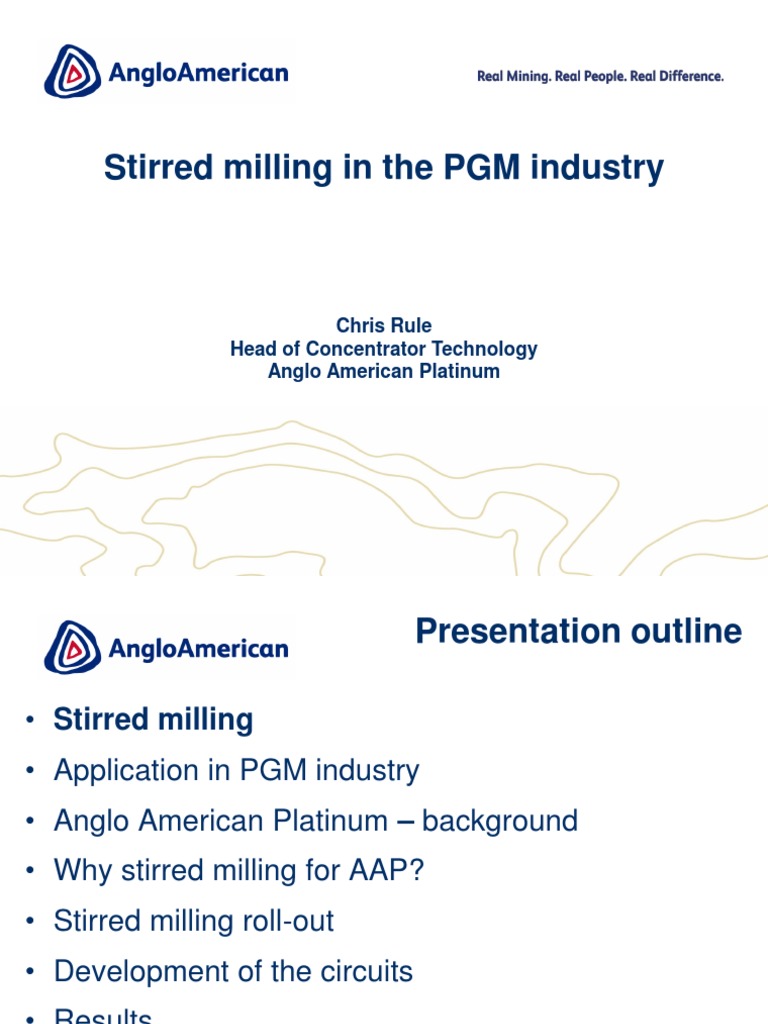 Stirred Milling in PGM Processing | PDF | Mill (Grinding) | Chemistry