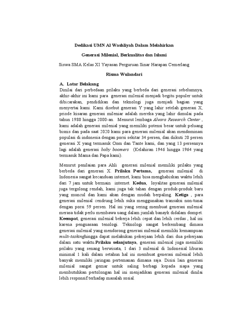 Risma Wulandari Yayasan Perguruan Sinar Harapan Cemerlang. | PDF