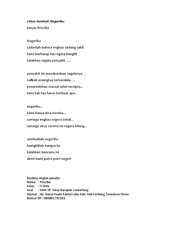 Lekas Sembuh Negeriku. | PDF