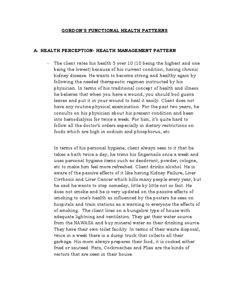 Gordon'S Functional Health Patterns | PDF | Foods | Hygiene