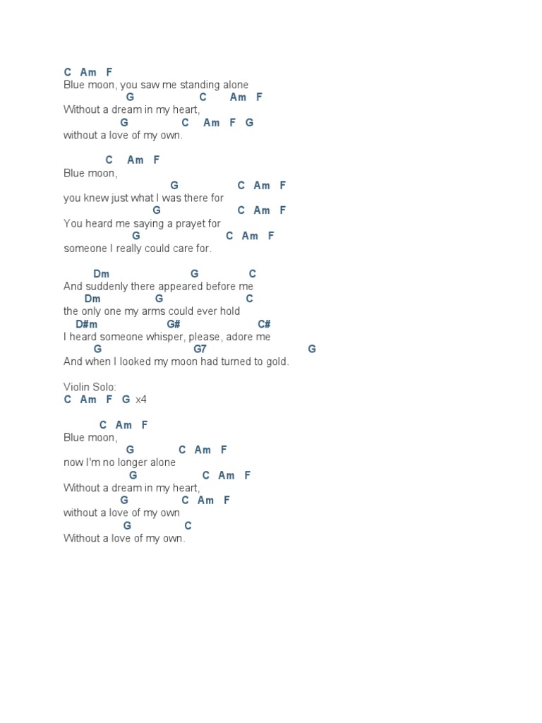 Blue Moon Chord | PDF